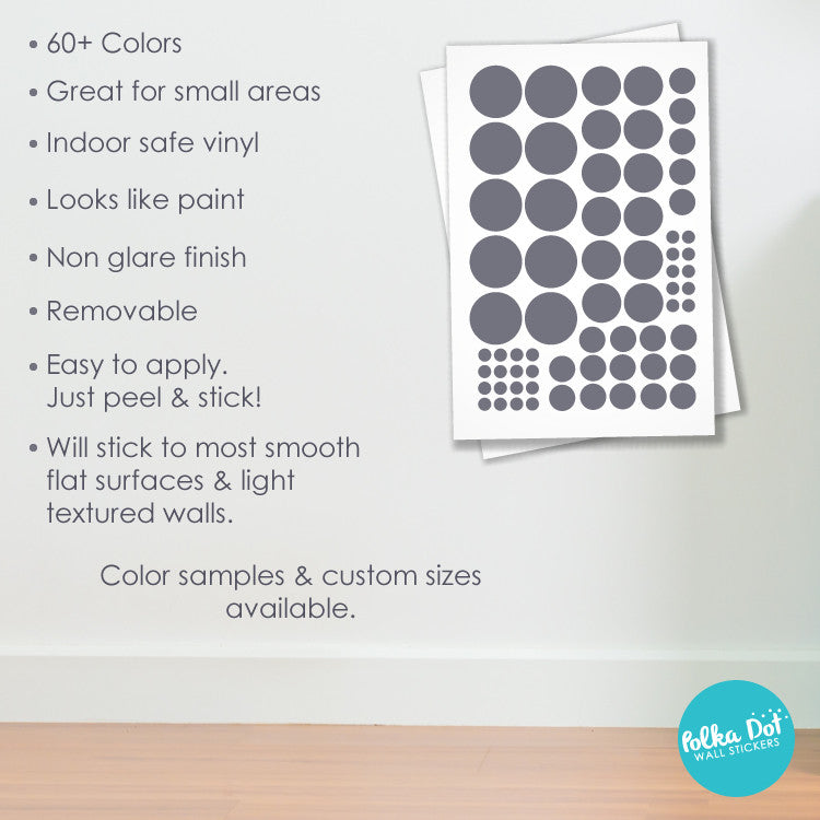 68 Dots - Mini Max Assorted Size Polka Dot Wall Decals half inch to 2 ...